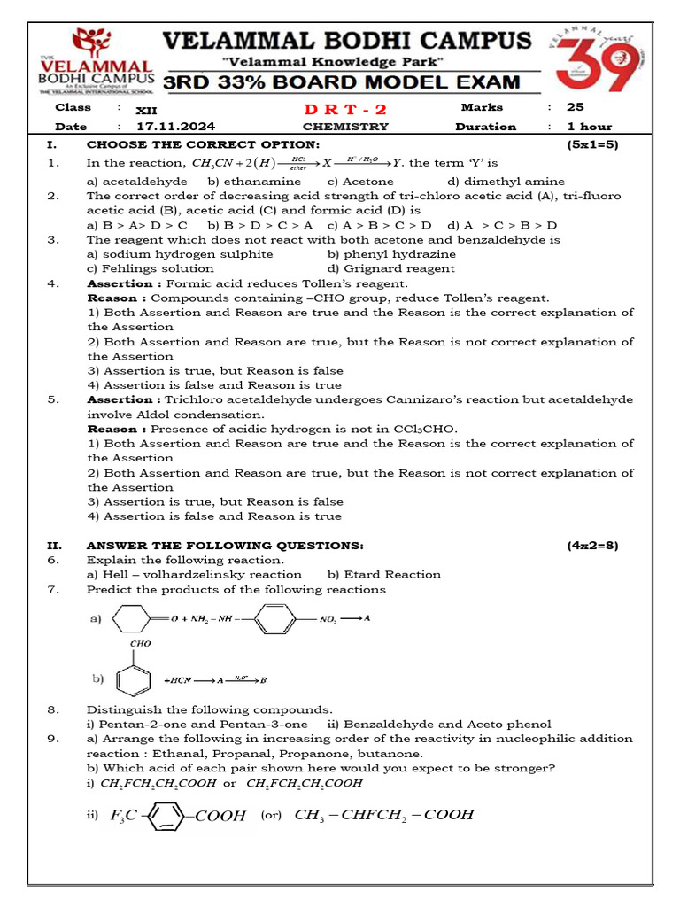 DRT - 2 XII - Chemistry 3rd 33% Module | PDF | Acid | Chemical Reactions