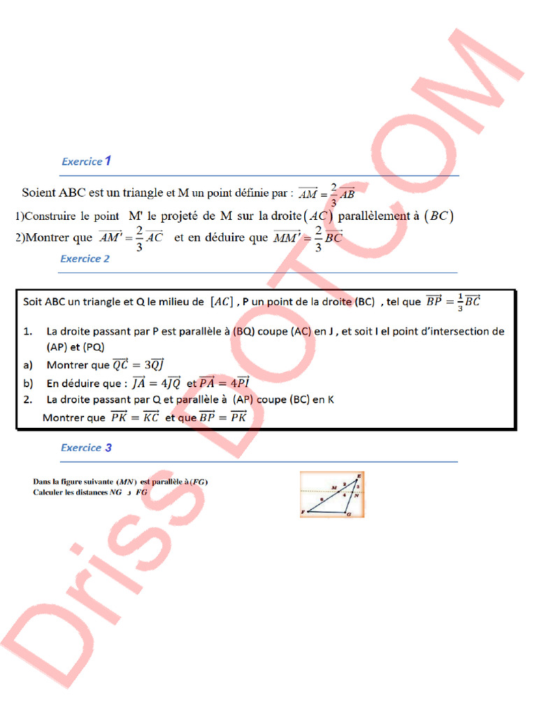 Exercice Projection Dans Le Plan '' Driss DOTCOM '' | PDF