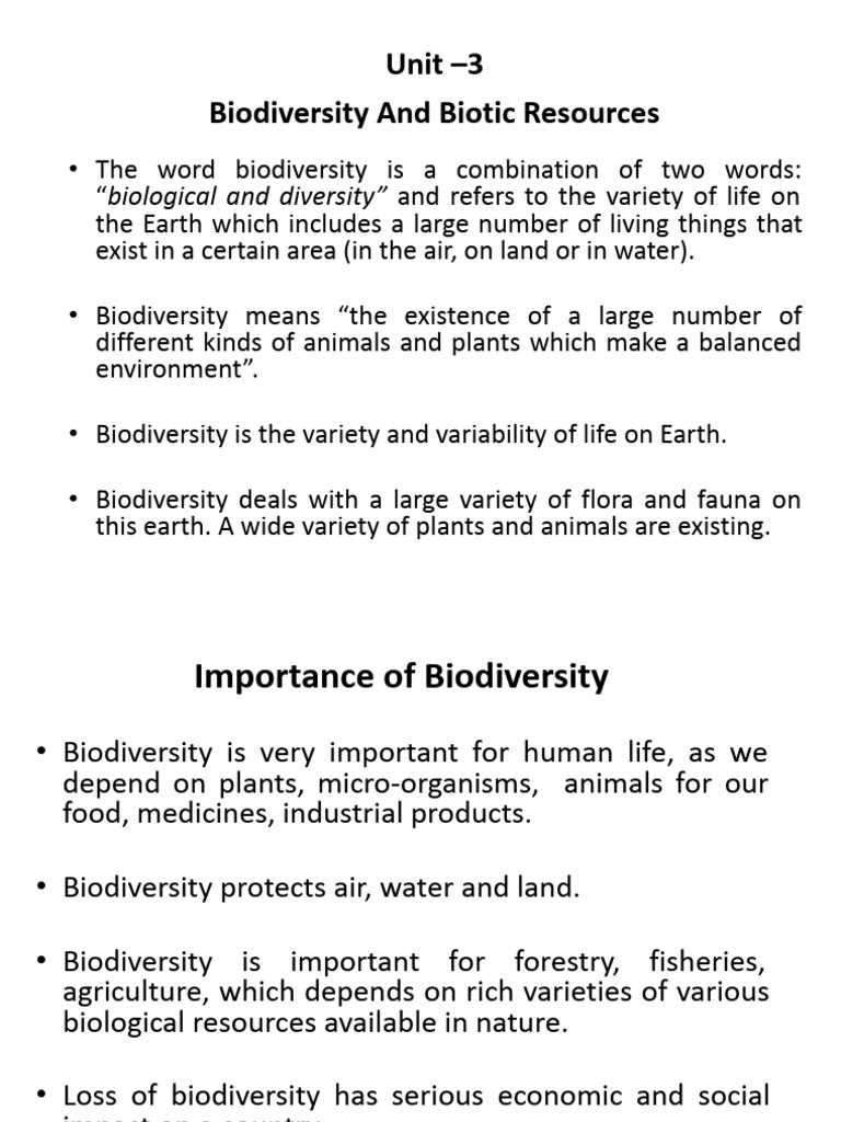 Unit-3 - Biodiversity-1 | PDF | Biodiversity | Ecosystem