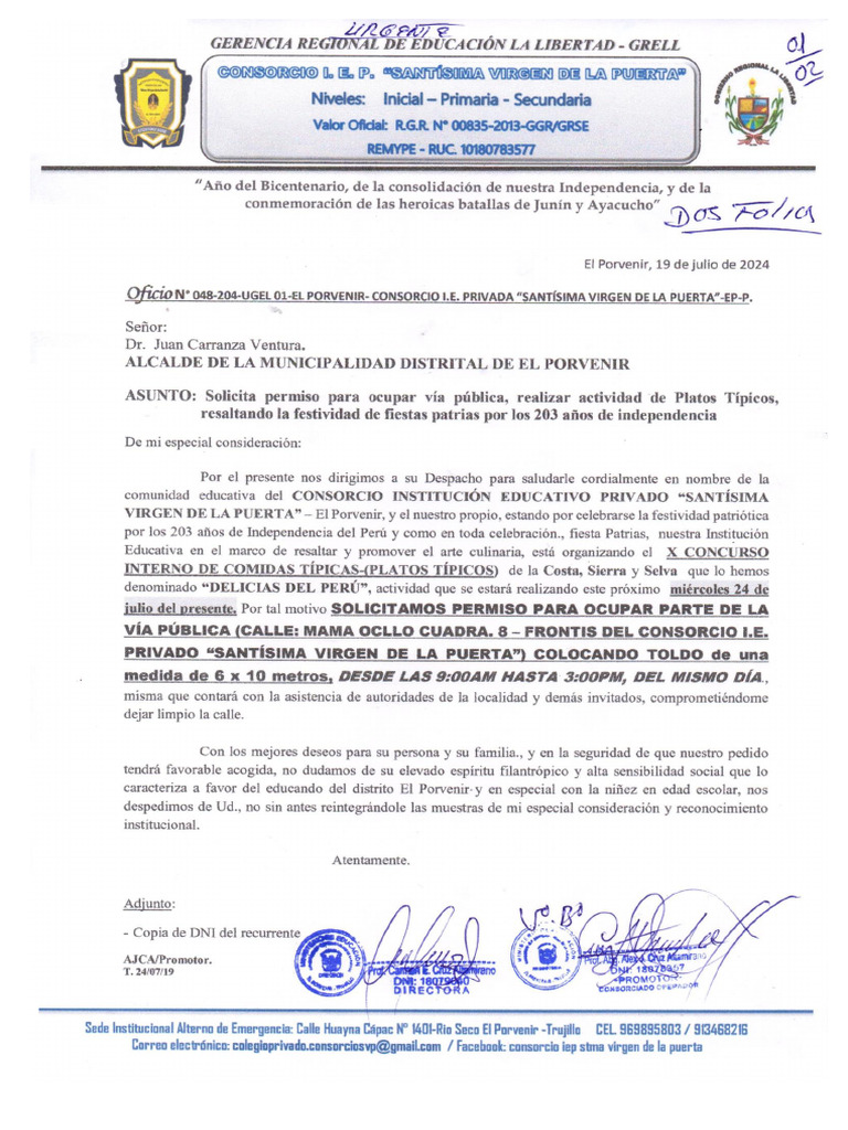 Oficio 048-2024 Persmiso MDP | PDF