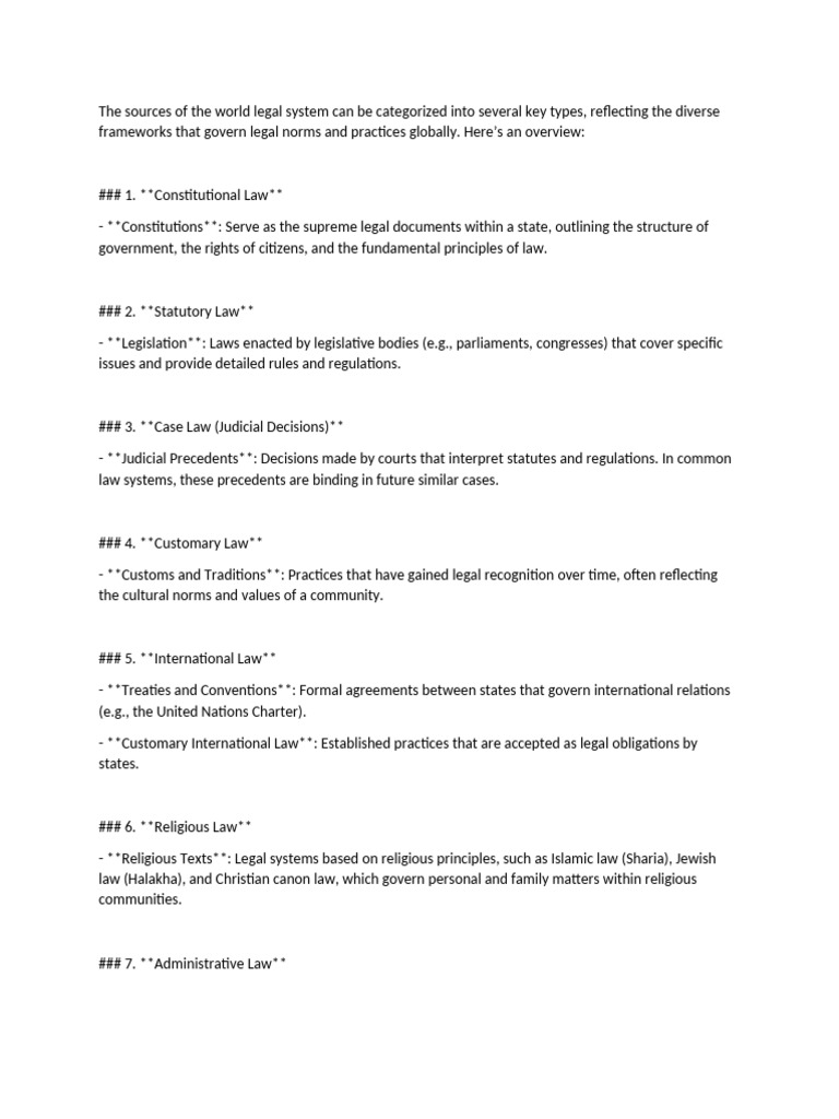Global Legal System Overview | PDF | Law