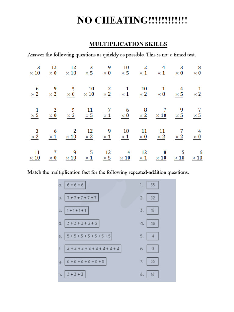 Multiplication Skills Practice | PDF