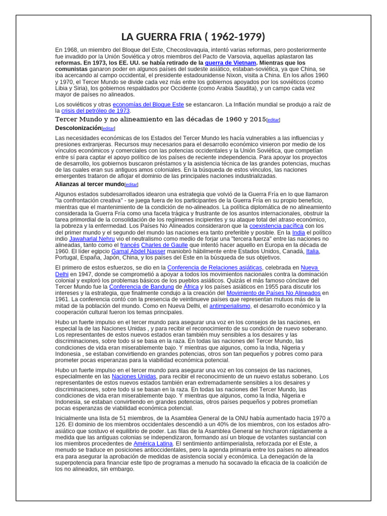 La Guerra Fria (1962-1979) | PDF | Guerra Fría | Comunismo