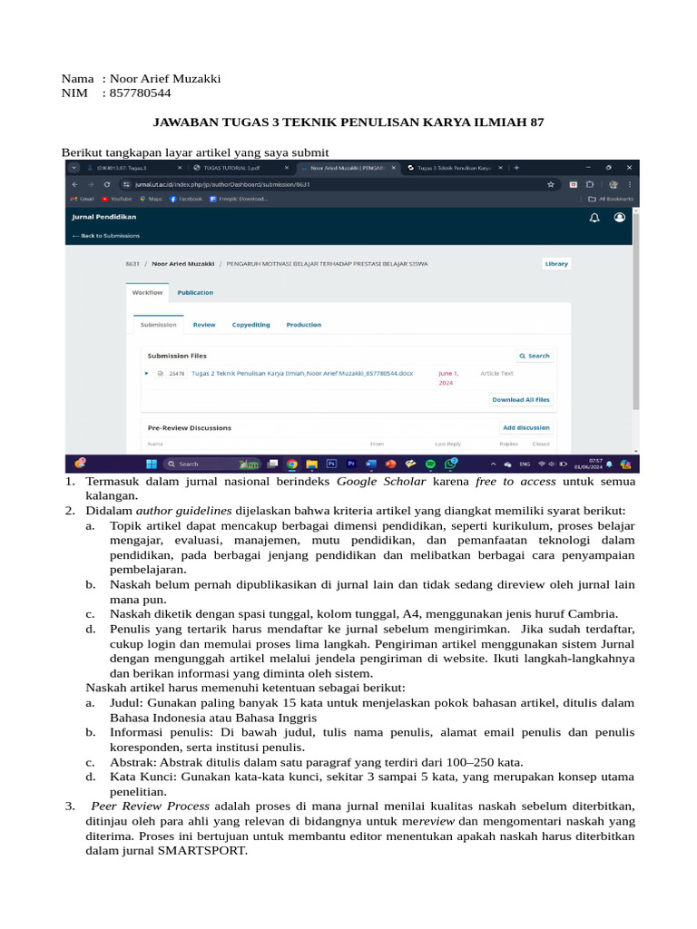 Tugas 3 Teknik Penulisan Karya Ilmiah - Noor Arief Muzakki - 857780544 | PDF | Karier ...