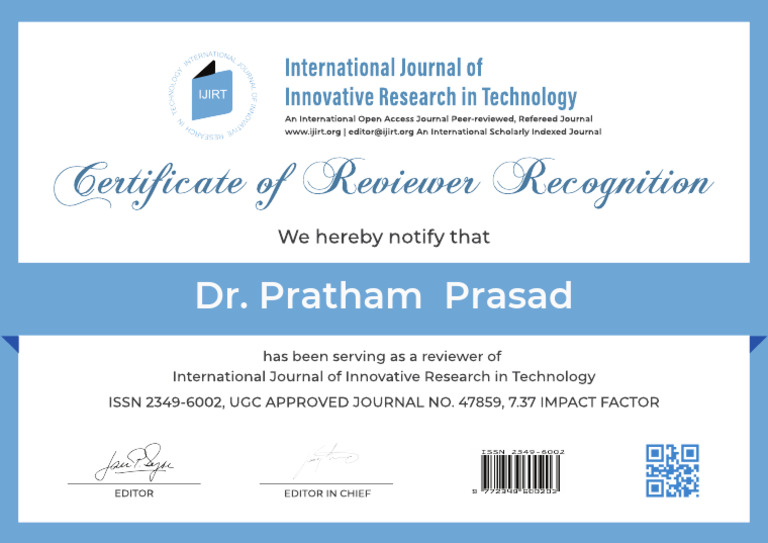 Ijirt Certificate | PDF