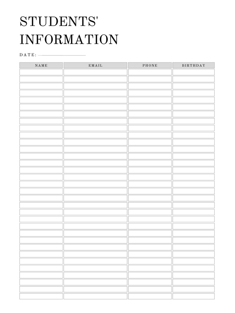 Illustrated Student Information Planner | PDF