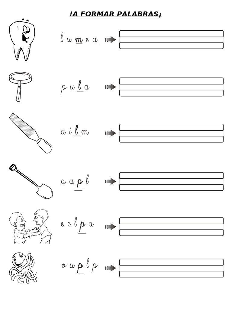 A Formar Palabras L y P | PDF | Artes del Lenguaje y Comunicación