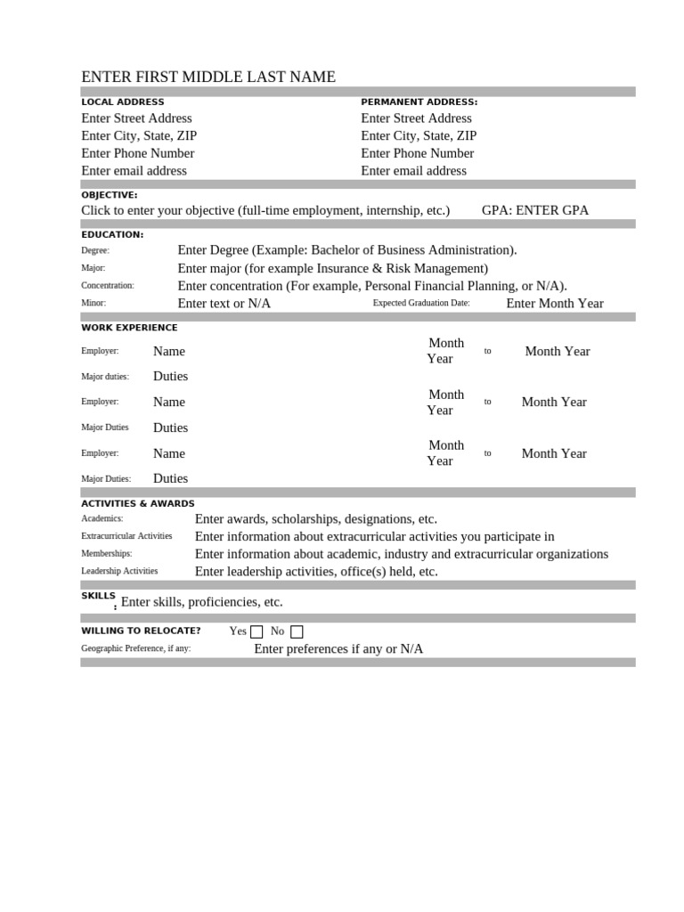 2023 Fall Resume Template | PDF | Career & Growth
