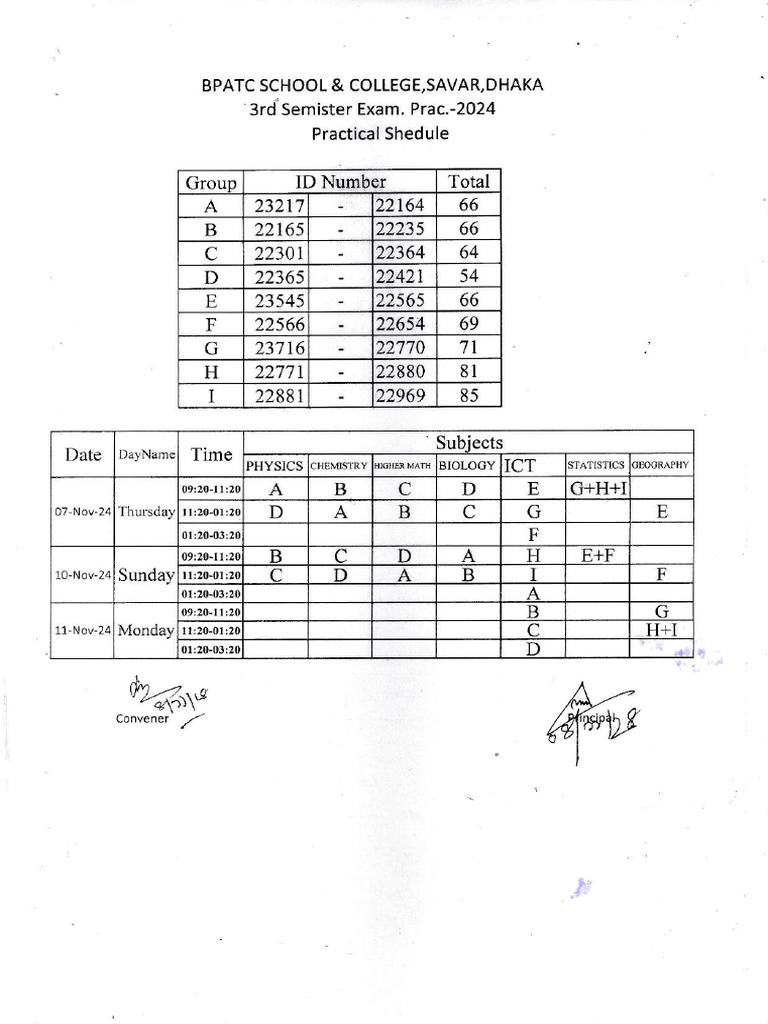 Prac Routine 3rd Sem 24 | PDF