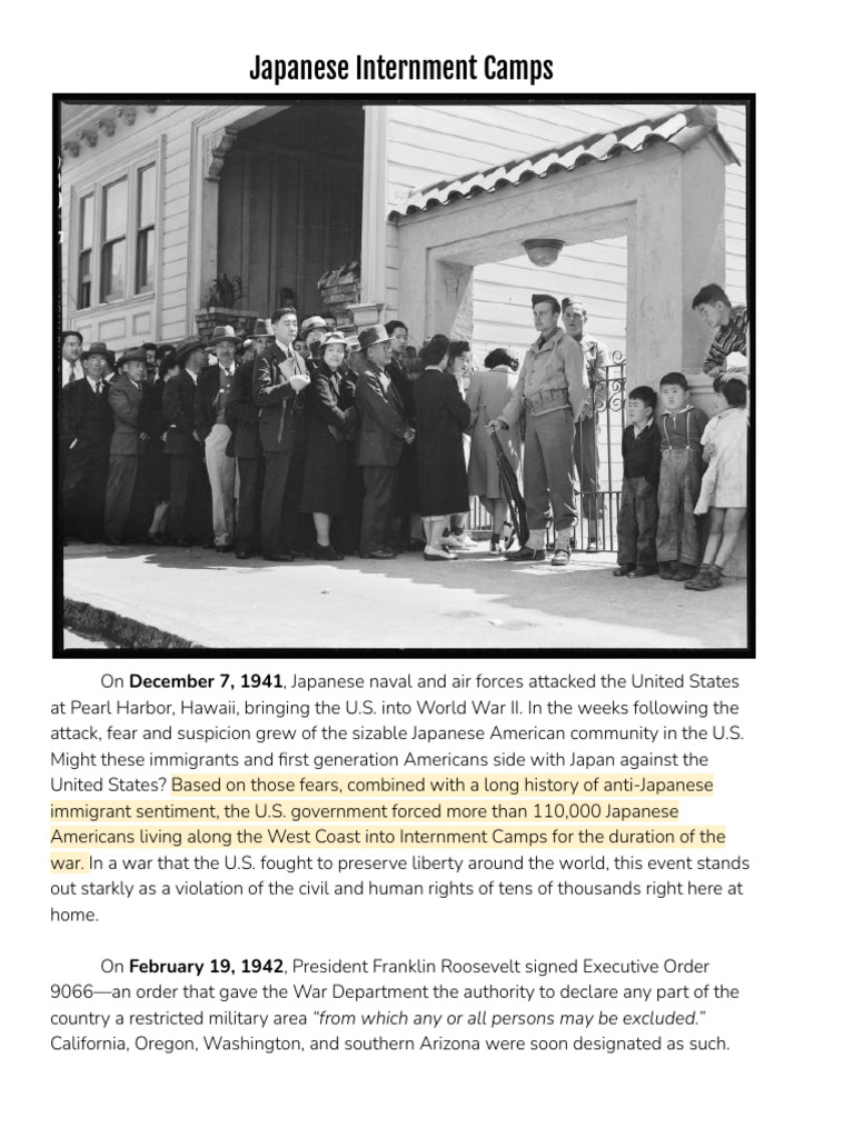 Japanese Internment Camps | PDF | Internment Of Japanese Americans ...