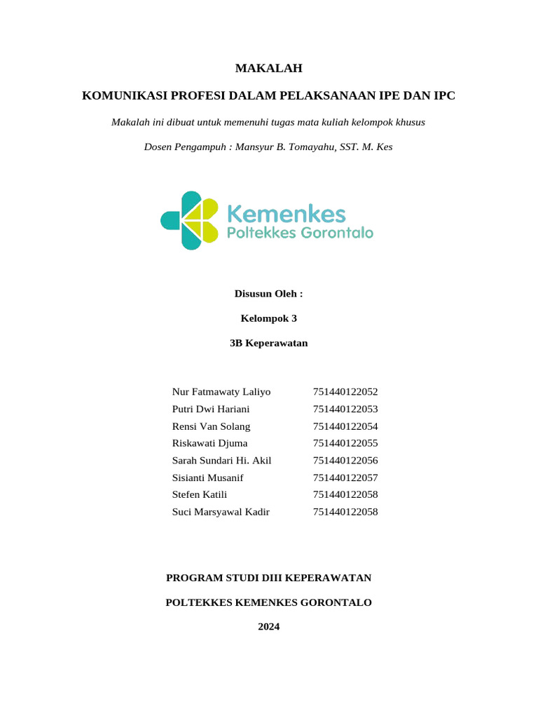 Kel. 3 Komunikasi IPE Dan IPC | PDF