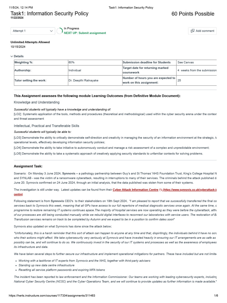 Task1 - Information Security Policy | PDF | Information Security | Computer Security