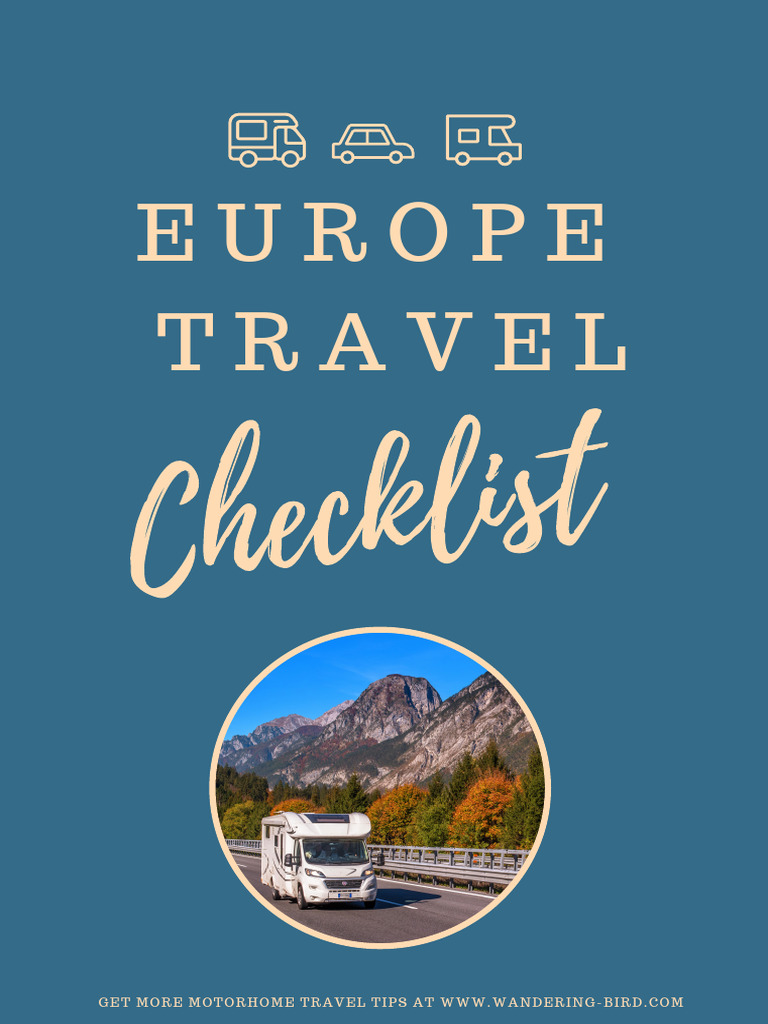 Europe Travel Checklist | PDF | Camping | Vehicles