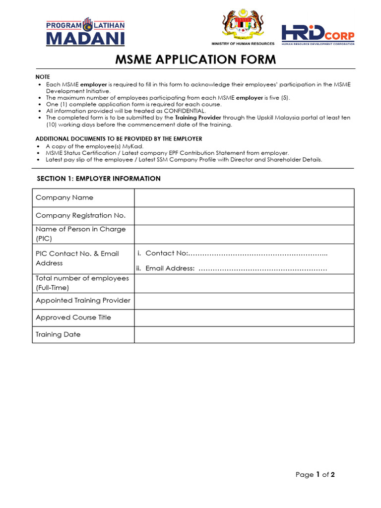 Msme Application Form | PDF | Business