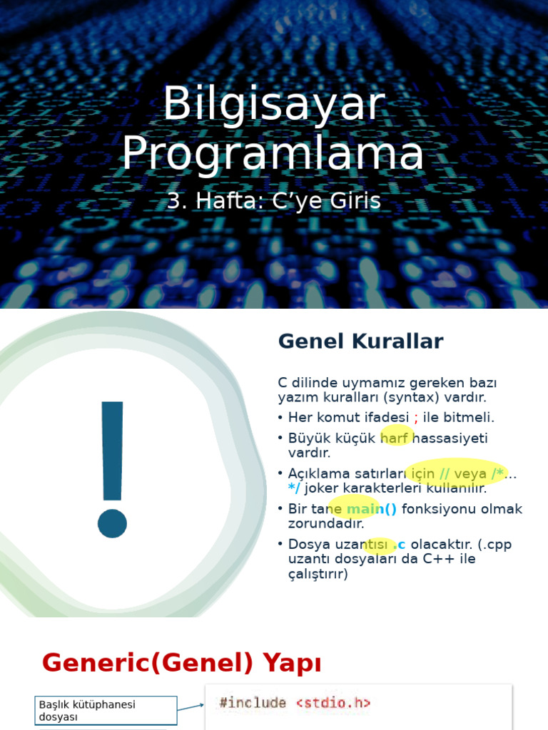 Bilgisayar Programlama 21 Ekim Ders Notlari | PDF