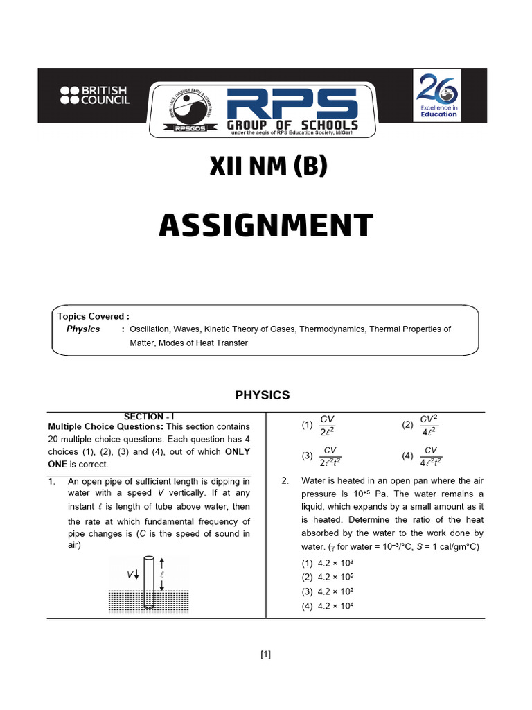 XII NM (B) Assignment 14-11-2024 | PDF | Gases | Frequency