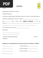 Formato de Excusa Escolar para Cualquier Nivel | PDF