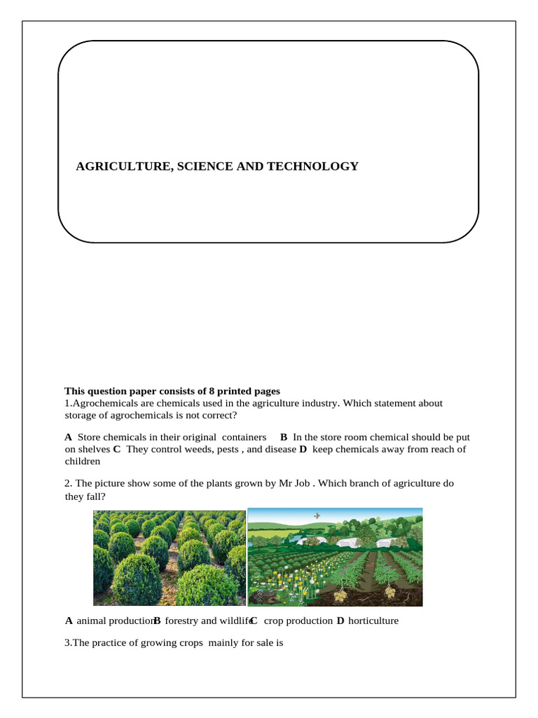 Agric Science & Tech Homework | PDF | Agriculture | Soil