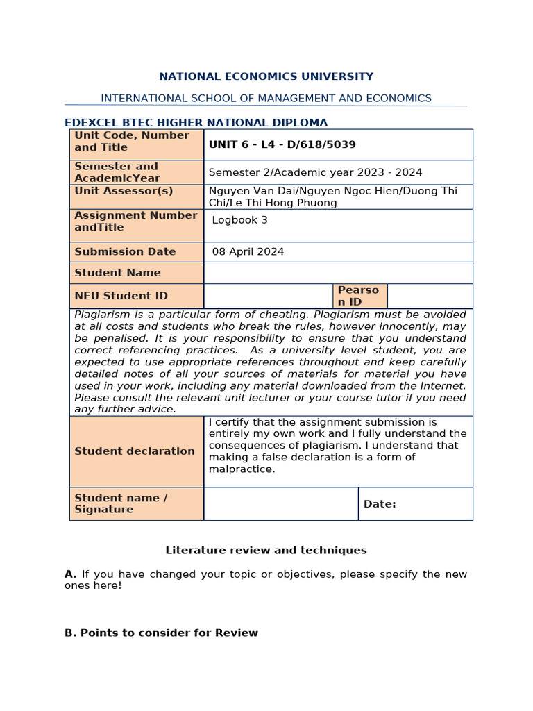 Logbook 3 - Draft Review and Technique | PDF | Survey Methodology ...