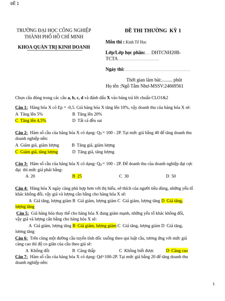 de-thi-kinh-te-vi-mo-DHCN - TPHCM - VIMO | PDF