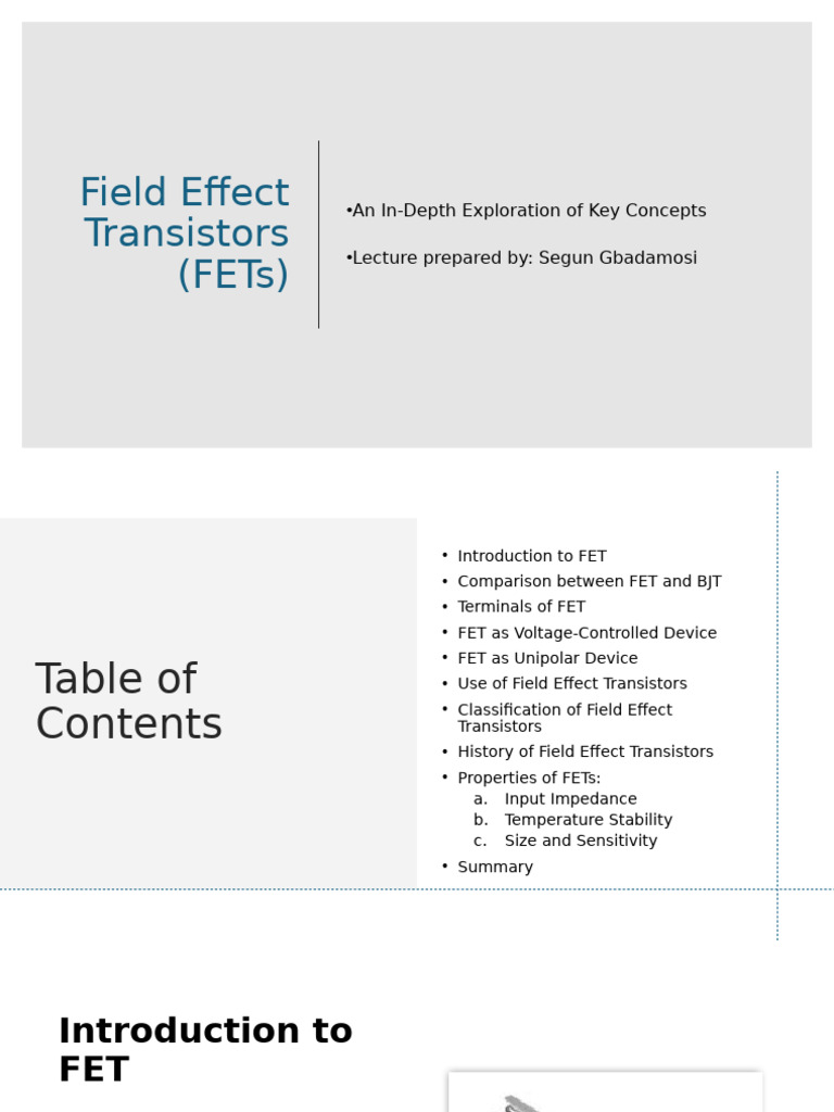 Fet Presentation Pdf Field Effect Transistor Transistor