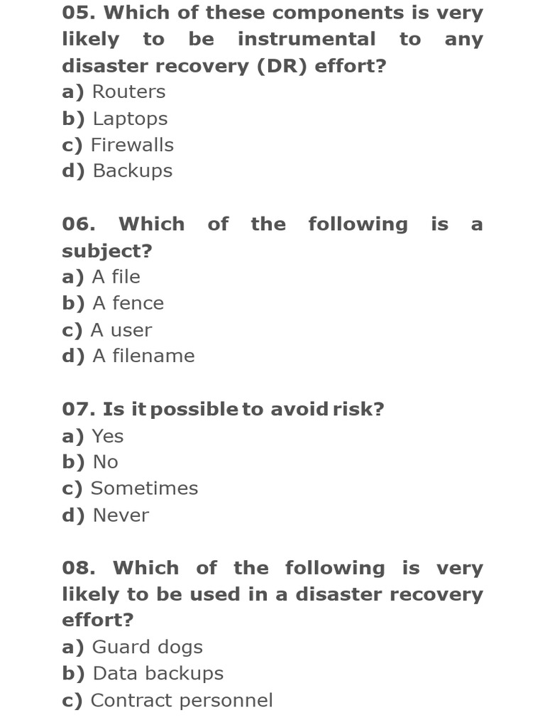 Free ISC2 CC Sample Questions and Study Guide - EDUSUM | PDF