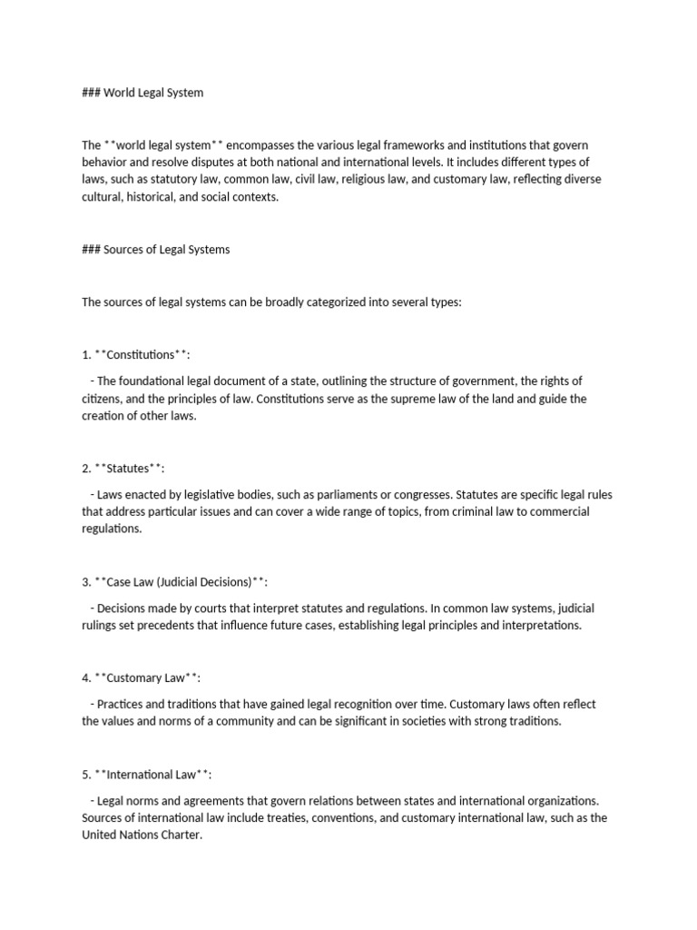 World Legal System | PDF | International Law | Common Law