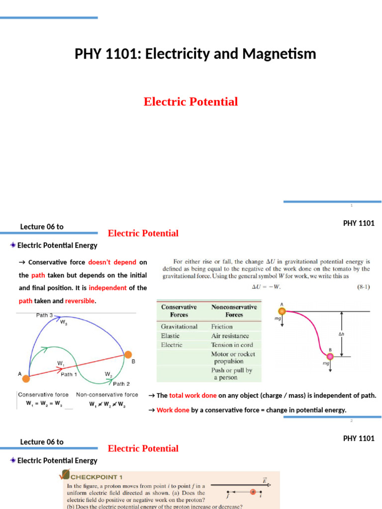 PHY 1101-Electric Potential | PDF | Electric Field | Electricity