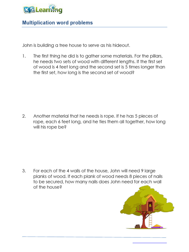Multiplication Word Problems Worksheet 3 | PDF