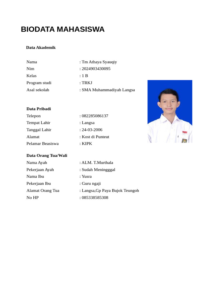 Biodata Mahasiswa | PDF | Kesehatan Holistik