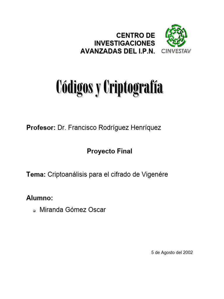 Vigenere Analisis | PDF | Criptografía | Criptoanálisis