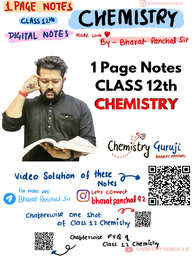 Class 12 Chemistry One-Page Notes | PDF | Aldehyde | Ether