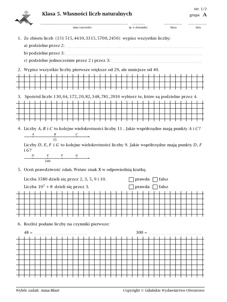 Wlasnosci Liczb Naturalnych Klasa 5 | PDF