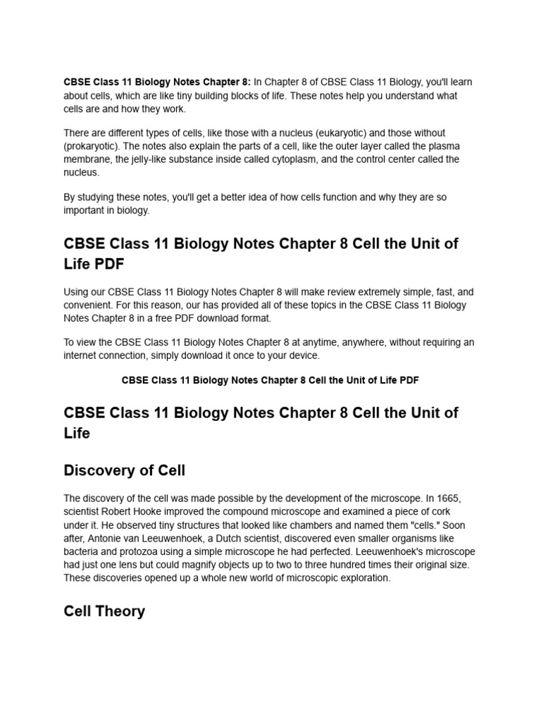 bio ch.8 notes | PDF | Cell (Biology) | Cell Nucleus