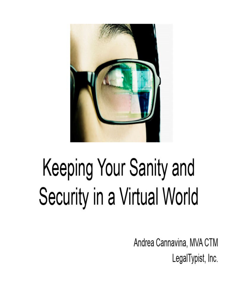Keeping Your Sanity and Security in A Virtual World | PDF