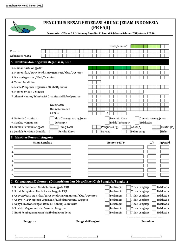 Formulir Keanggotaan Faji PO07 | PDF