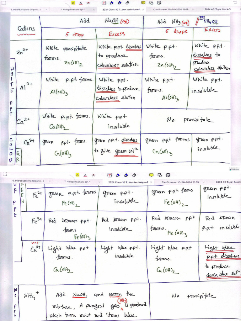 Cations & Anions Test | PDF