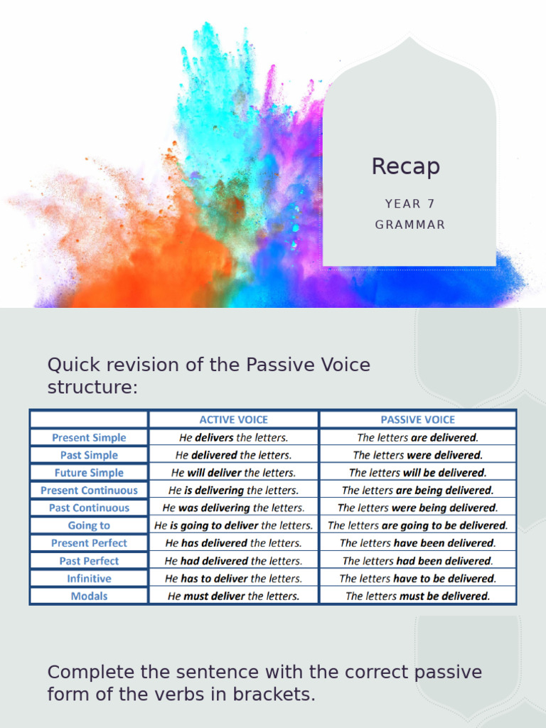 Recap Year 7 Grammar 1 | PDF