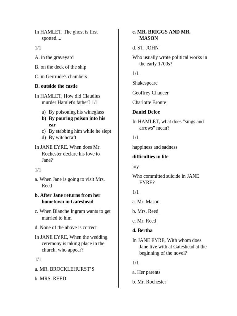 Vha Fixed | PDF | Jane Eyre | Hamlet