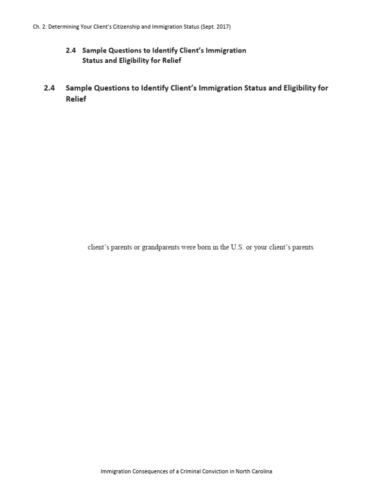 Immigration Status Client Questionnaire | PDF | Naturalization ...