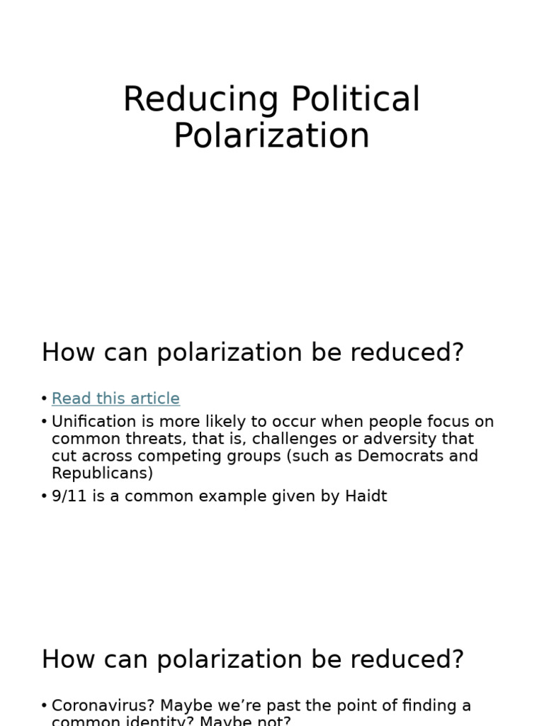 Reducing Political Polarization | PDF | Group Processes | Psychology