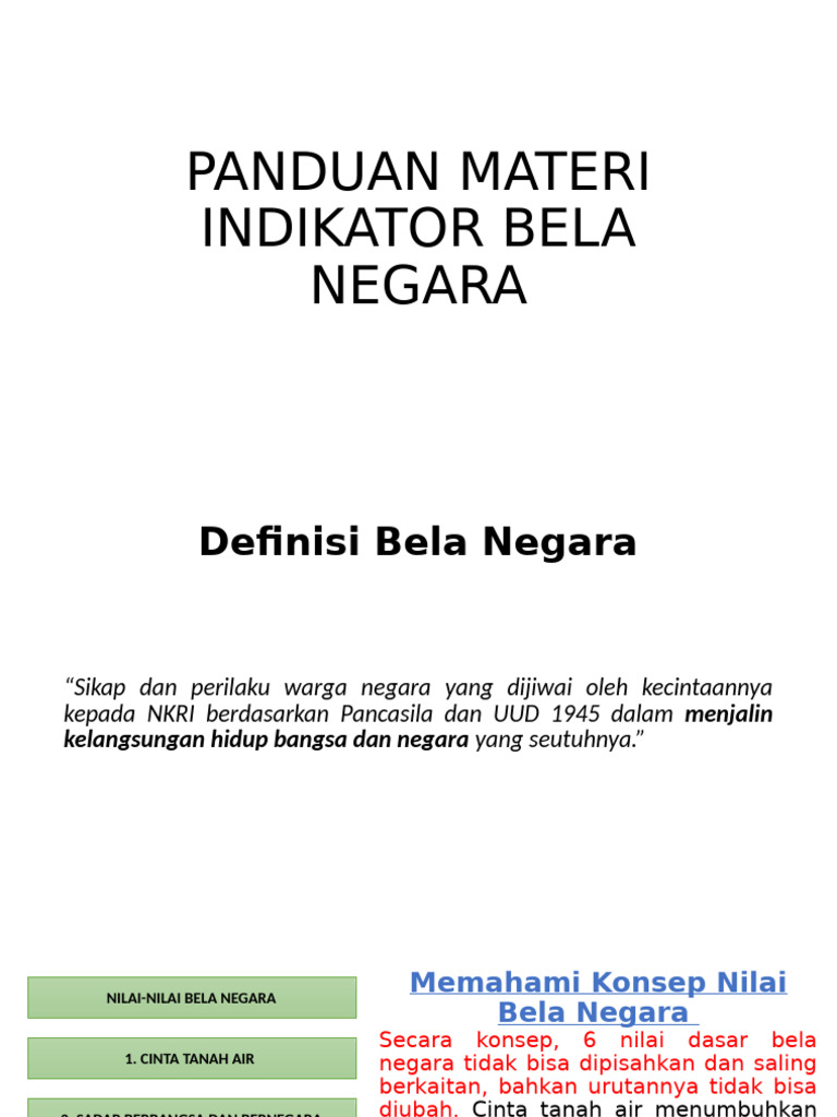 Panduan Materi Indikator Bela Negara | PDF | Politik | Ilmu Sosial