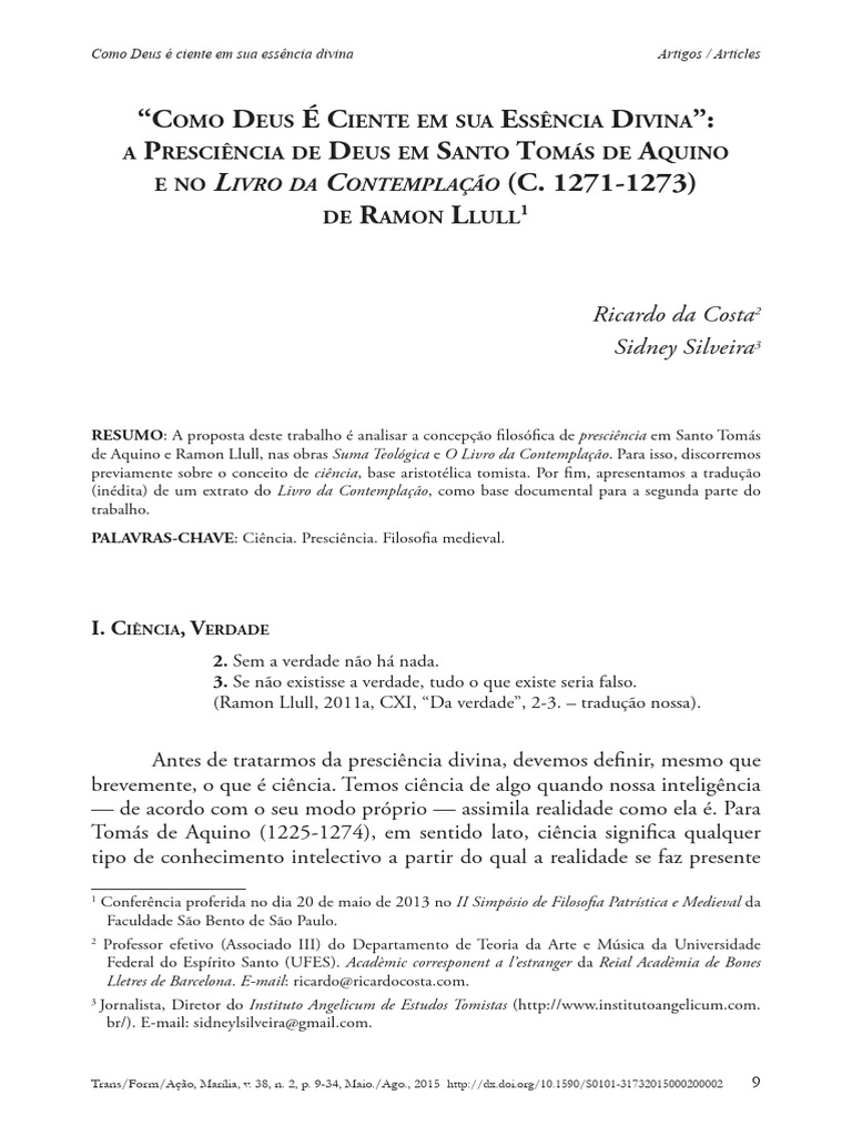 Presciência Divina em Tomás de Aquino | PDF | Tomismo | Deus