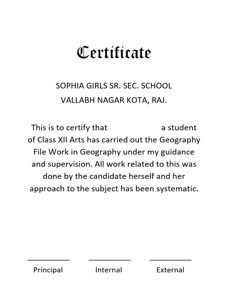 Geography Project Certification | PDF | Wellness