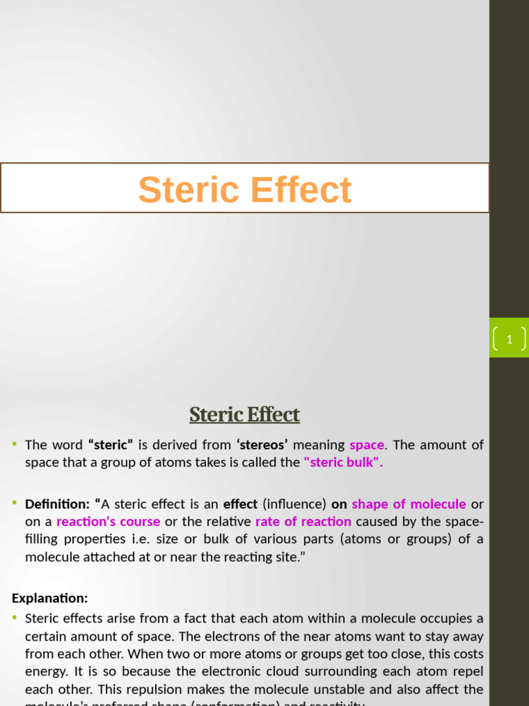 1.steric Effect | PDF | Conformational Isomerism | Molecules