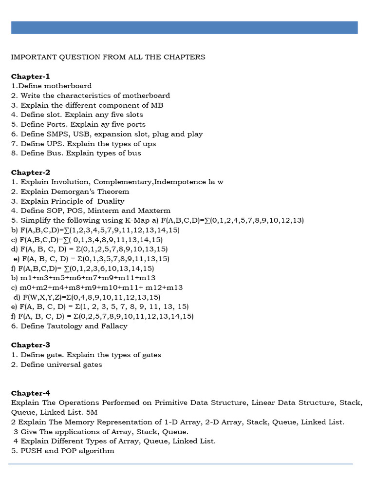 Important Question From All The Chapters | PDF | Method (Computer Programming) | Class (Computer ...