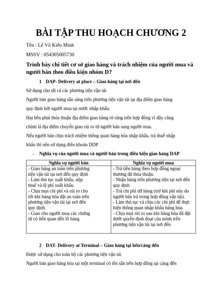 Bài Tập Thu Hoạch Chương 2 - Lê Võ Kiến Minh | PDF