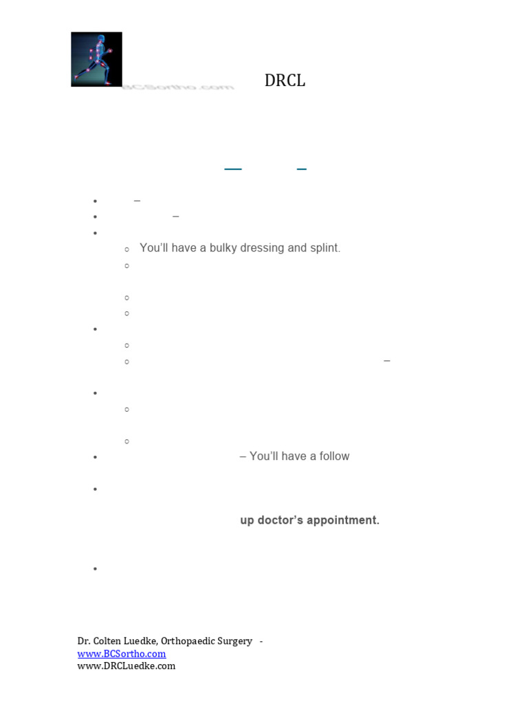 Trigger Finger Release Postop Protocol | PDF | Surgery | Orthopedic Surgery