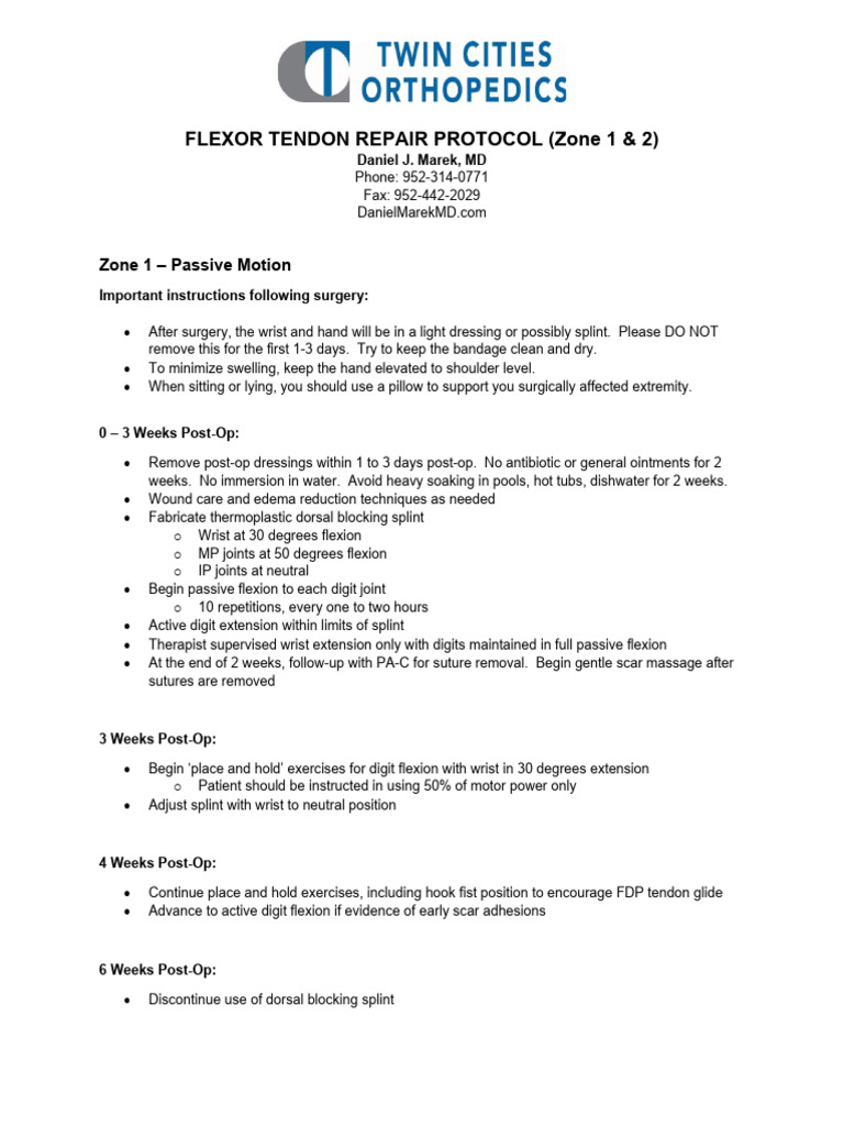Flexor Tendon Repair Guide | PDF | Anatomical Terms Of Motion | Wound