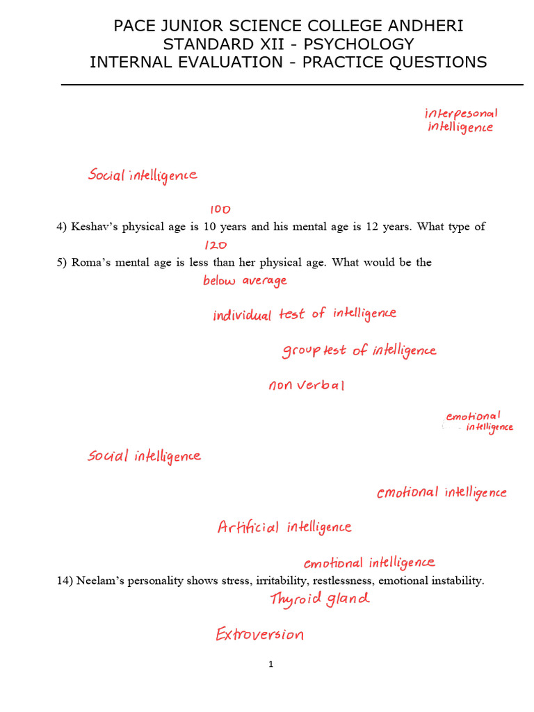 Psycho Practical | PDF | Intelligence | Mental Disorder